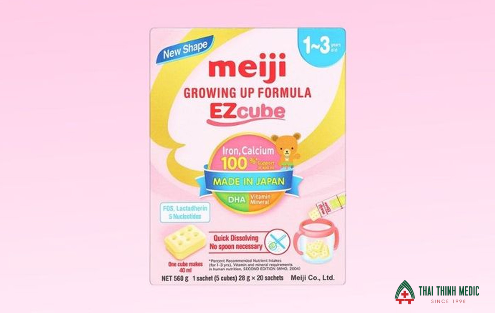 Sản phẩm dinh dưỡng công thức Meiji Growing Up Formula Ezcube 560g